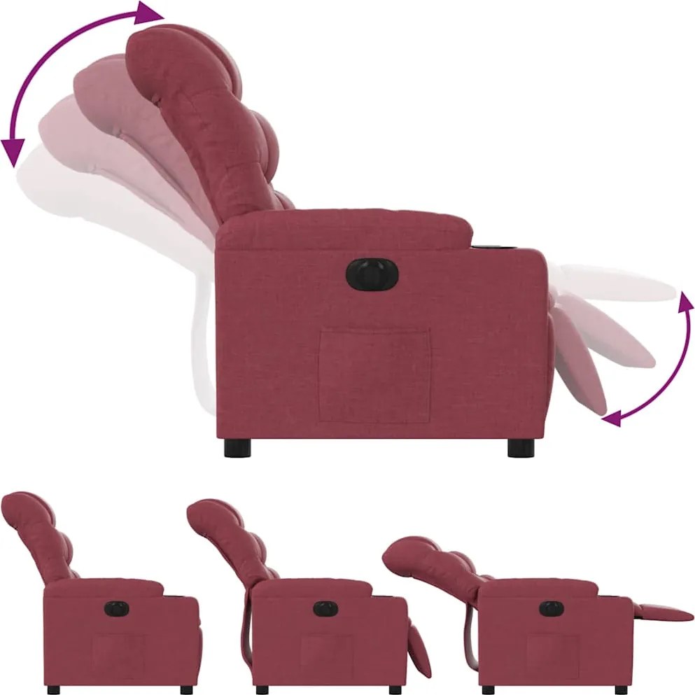 Elektrické polohovací křeslo vínové textil 3206630
