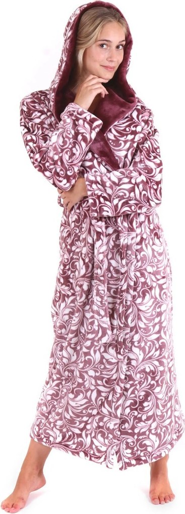 Župan s kapucí Flora mauve wine 39 56 4803 - L