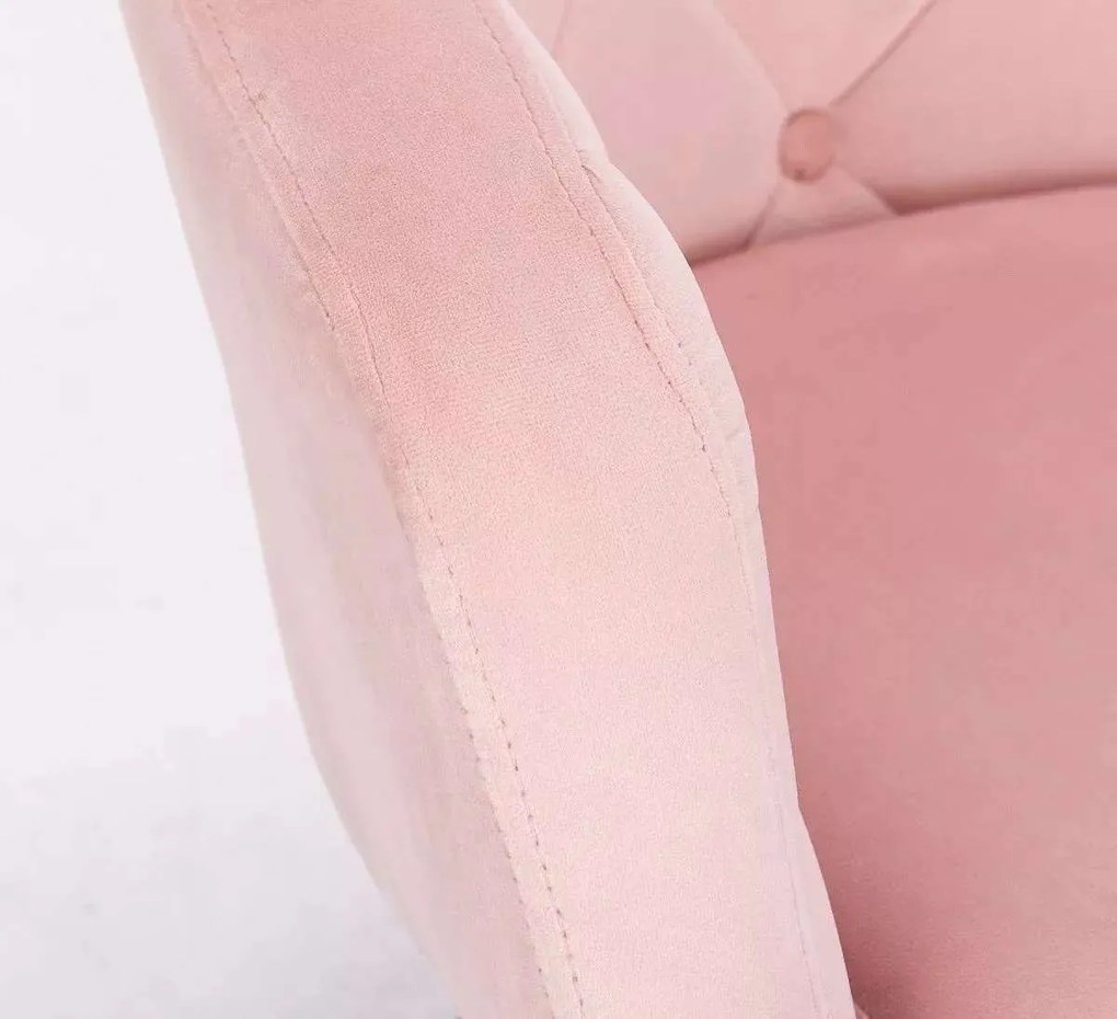 LuxuryForm DESIGN Barová židle ANDORA VELUR na černé kulaté podstavě - světle růžová