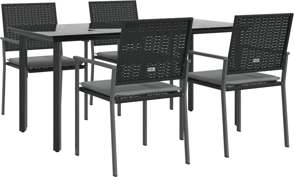 5dílný zahradní jídelní set s poduškami polyratan a ocel 3187025