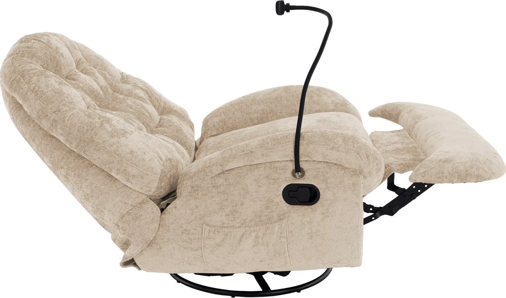 Luxusní otočné křeslo, houpací, béžová, DELMOR