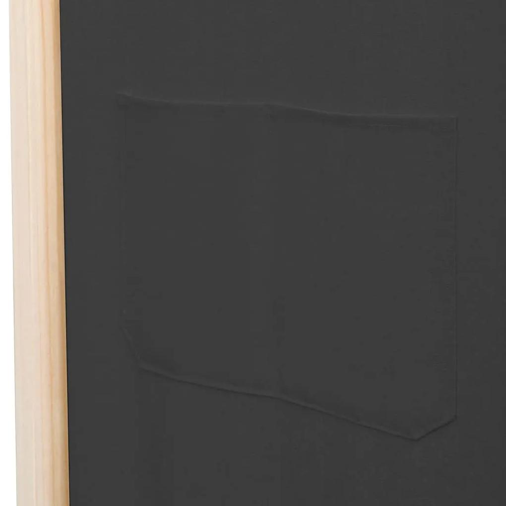 6-dílný paraván - textil - šedý | 240x170x4 cm