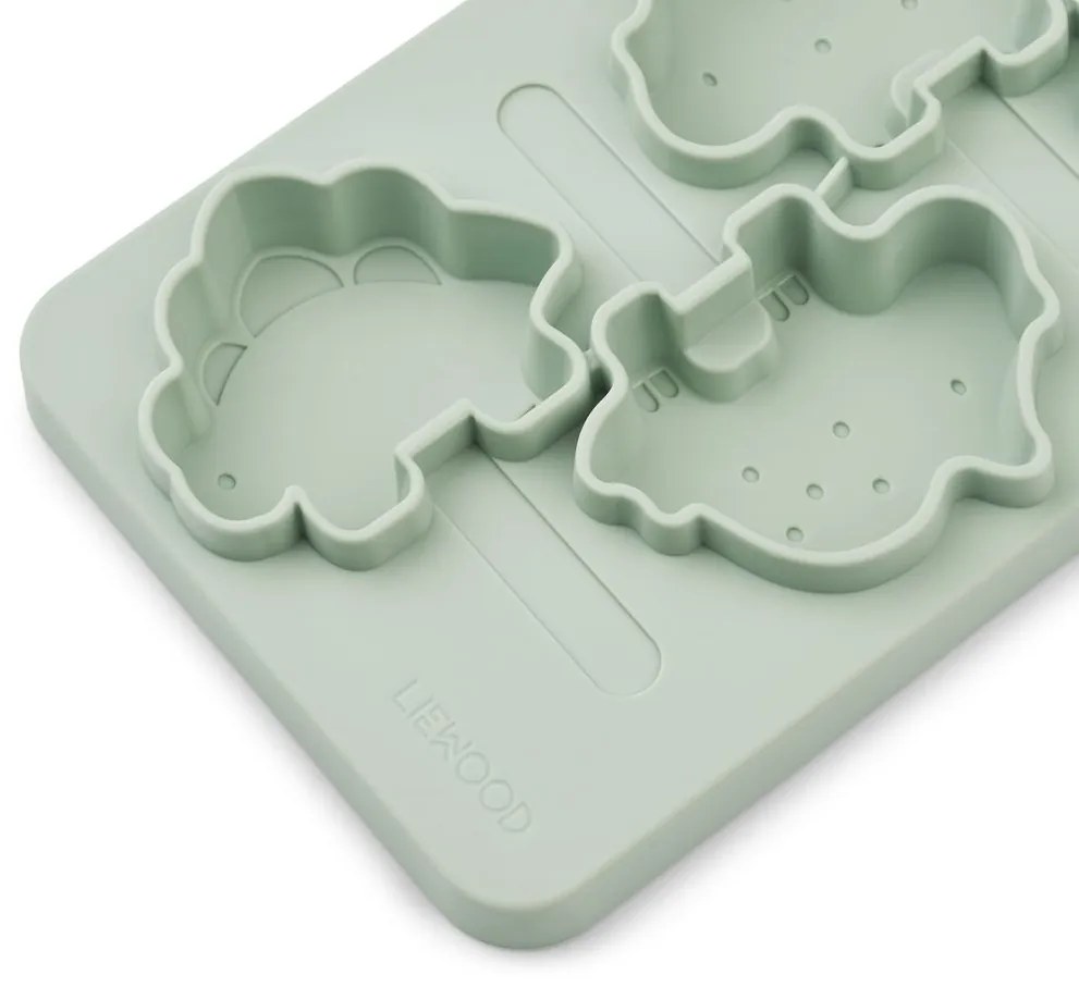 LIEWOOD Silikonová forma na zmrzlinu Manfred Dino Peppermint - set 2 ks, zelená barva, plast