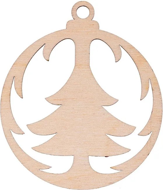 Dřevobox Dřevěná vánoční ozdoba - baňka se stromečkem