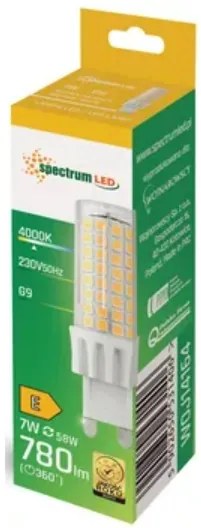 Spectrum LED žárovka G9, 7W 4000K (Studená bílá) 780Lm