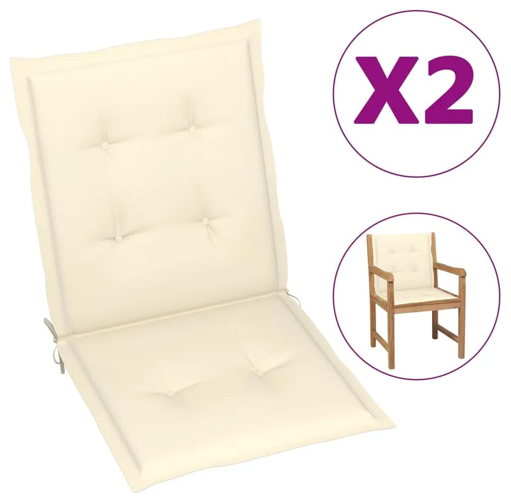 47552 vidaXL Podušky na zahradní židle 2 ks krémové 100 x 50 x 3 cm