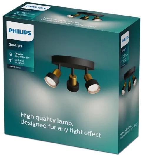 Philips - Bodové svítidlo CONDUIT 3xGU10/5W/230V černá/mosaz