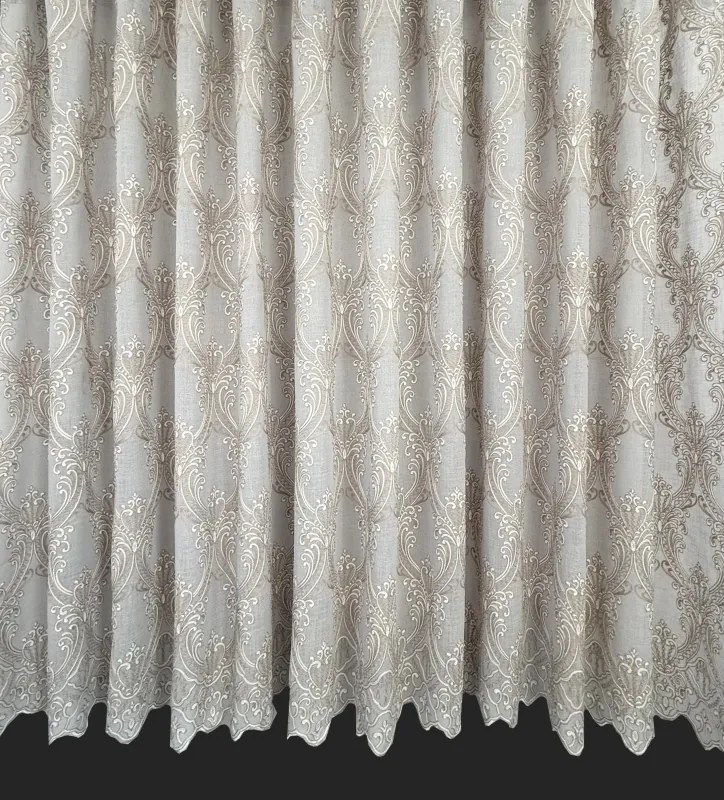 Voálová Luxusní vyšívaná záclona Versailles White and Beige metráž Ervi 3634-15