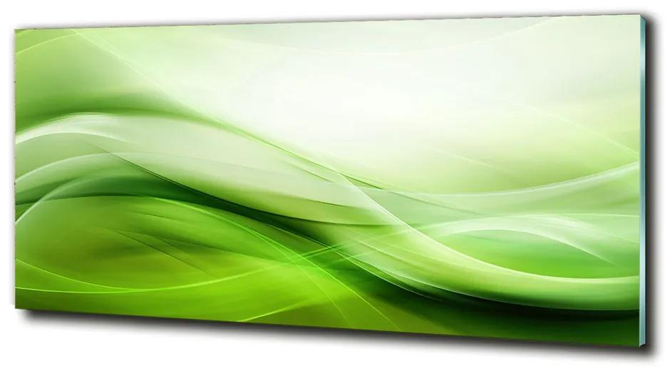 Wallmuralia Fotoobraz skleněný na stěnu do obýváku Zelené vlny pozadí 125x50 cm