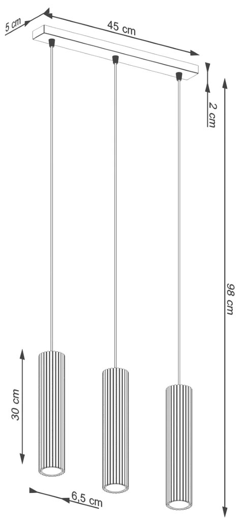 Sollux Lighting Závěsné svítidlo KARBON 3L Černá
