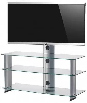 Televizní stolek SONOROUS PL 2130 (čiré sklo + stříbrné alu)