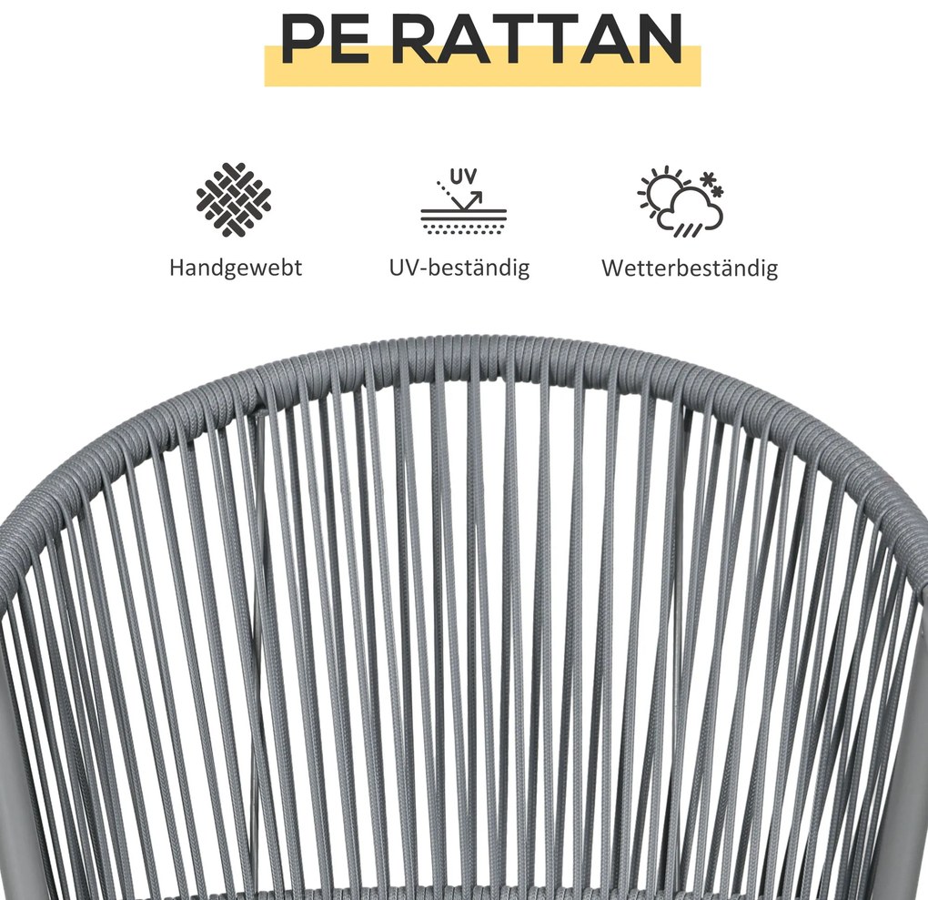 Outsunny Stylová sedací souprava 2 zahradní křesla konferenční stolek balkonový nábytek, šedý ocelový rám, ideální pro zahradu a terasu | Aosom.de