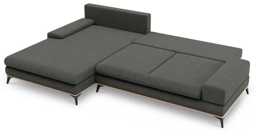 Tmavě šedá rozkládací rohová pohovka Windsor & Co Sofas Planet, levý roh