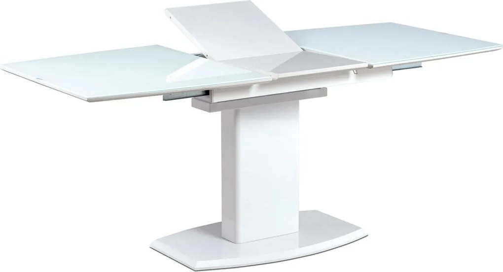Autronic Rozkládací jídelní stůl AT-4012 WT, bílá lesk/sklo