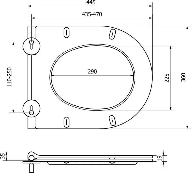 Mexen zpomalující prkénko slim, duroplast, bílý lesk - 39050100