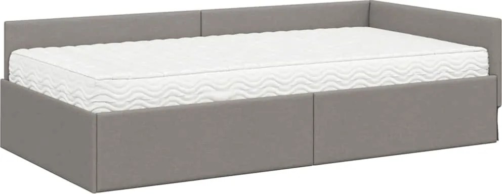 Rohový rám postele s matrací Jiný s čelo 2 ks Taupe textil 3393602