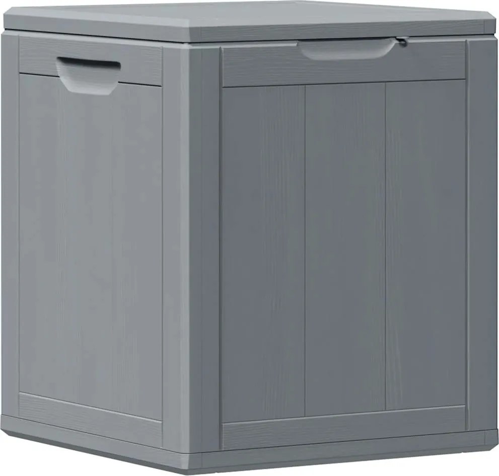 Zahradní úložný box 90 l šedý PP vzhled dřeva 151233