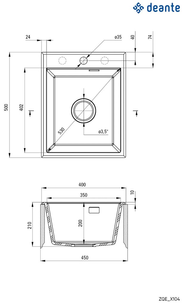 Deante Eridan 40 granitový dřez, antracit metalic