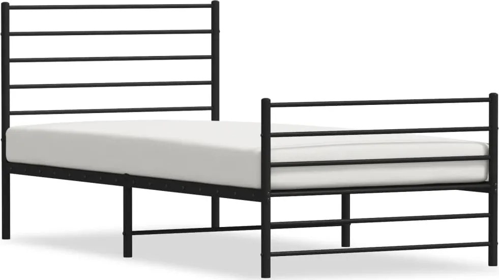 vidaXL Kovový rám postele s hlavovým a nožním čelem 90 x 200 cm [352330] Barva: Černá