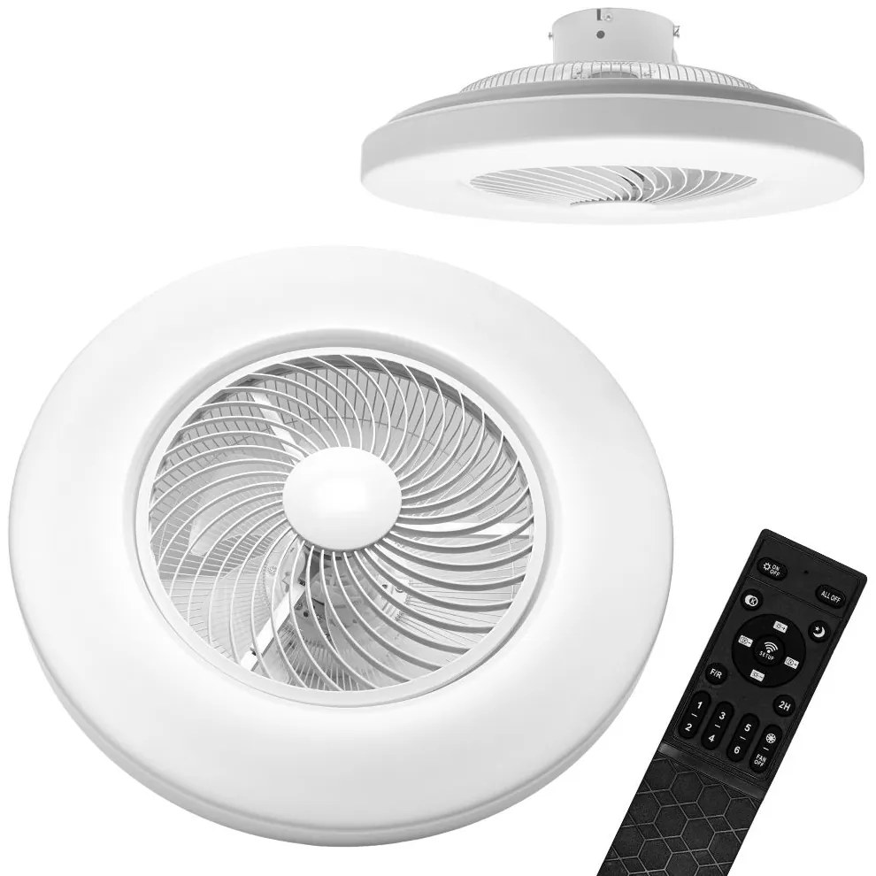 Toolight Toolight, LED stropní svítidlo s ventilátorem + dálkové ovládání APP1551-C, bílá, OSW-05180