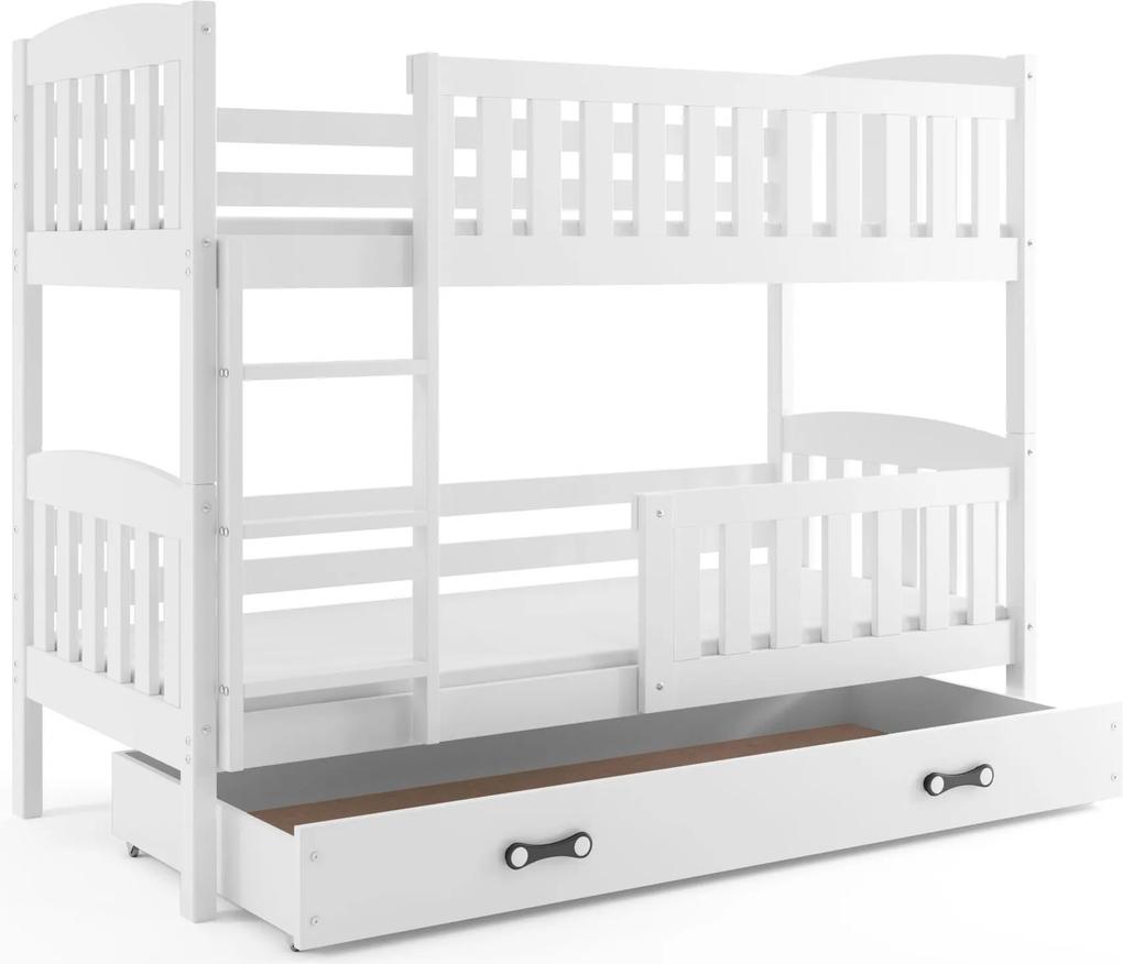 BMS Group Dětská patrová postel s úložným prostorem KUBUS bílá Velikost postele: 190x80 cm, Barva šuplíku: Modrá