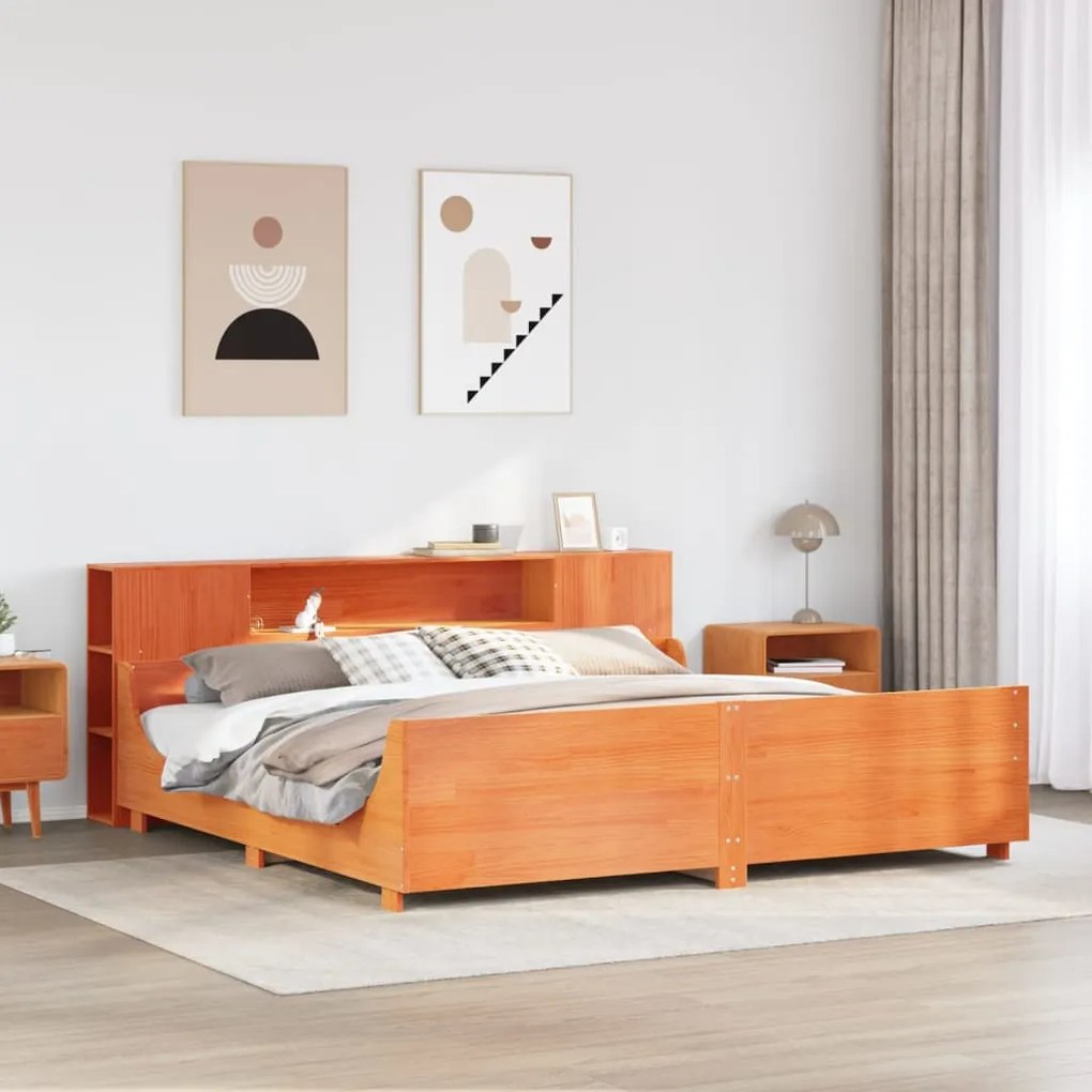 Postel bez matrace voskově hnědá 200 x 200 cm masivní borovice 3323757