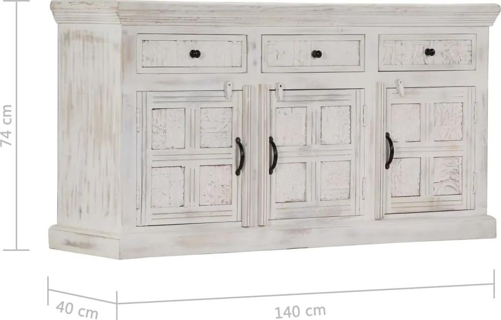vidaXL Příborník bílý 140 x 40 x 74 cm masivní mangovníkové dřevo [249870]
