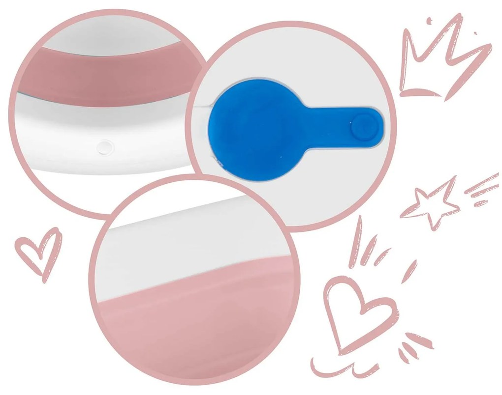 Ricokids Dětská vanička s teploměrem RK-282 bílá a růžová