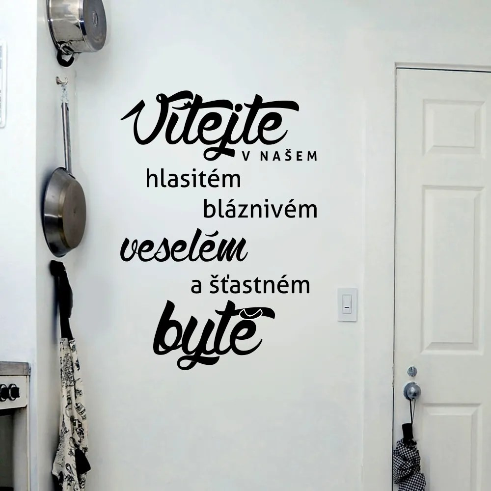 Samolepky na zeď - Vítejte v našem bytě Barva: Červená tmavá, Velikost: 42x60 cm