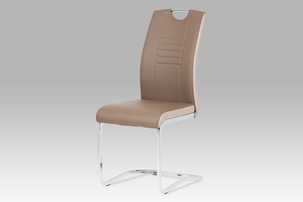 Jídelní židle koženka světle hnědá s cappucino boky DCL-406 COF AKCE