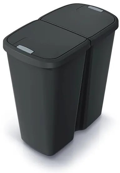 Koš odpadkový COMPACTA Q DUO recyklovaná černá s černým víkem 45l