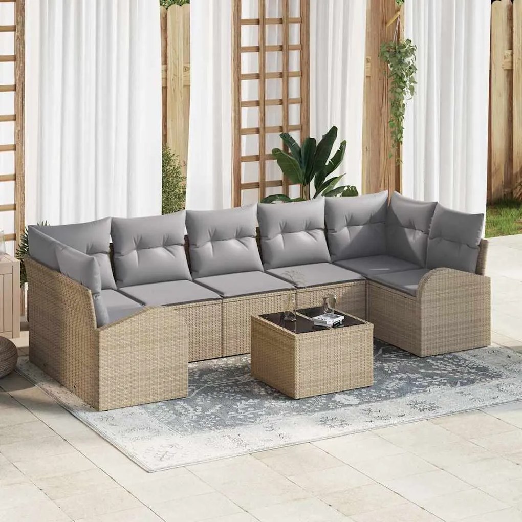 Sada zahradních pohovek 8 ks 7-Počet míst Beige a šedá 3354629