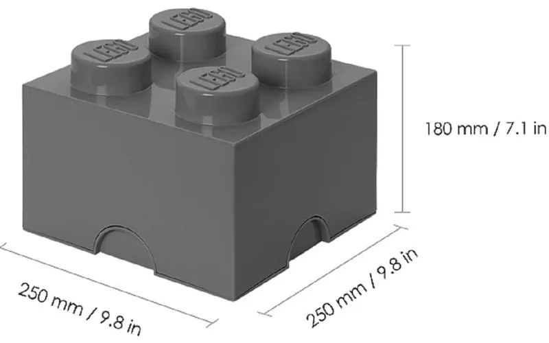 Dětský tmavě šedý úložný box LEGO® Square