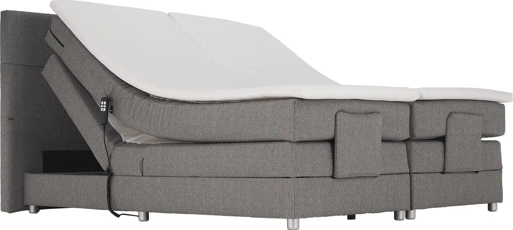 Elektrická polohovací postel, boxspring, šedá, 160x200, MURKO NEW