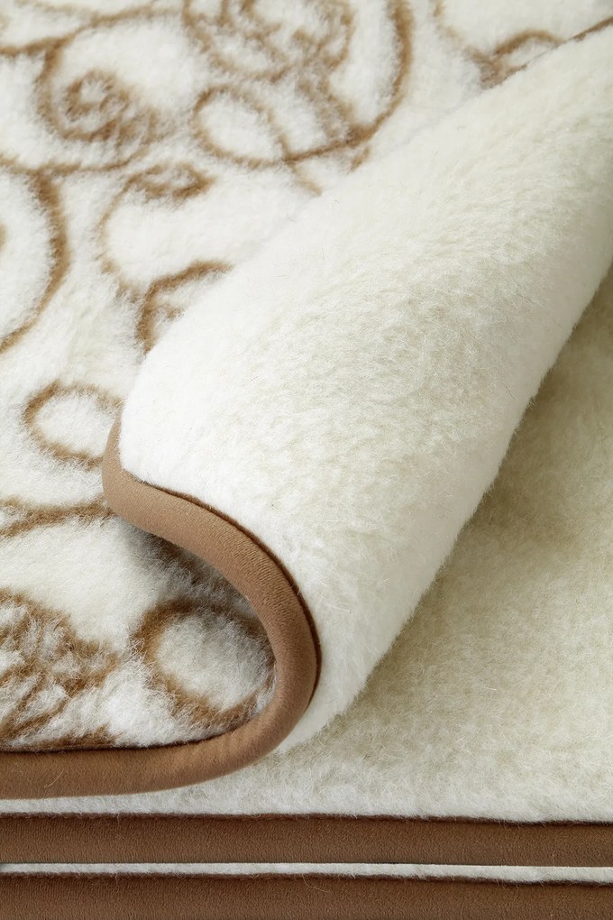 Wooline Vlněná přikrývka oboustranná 135x200 cm, zlatá očka