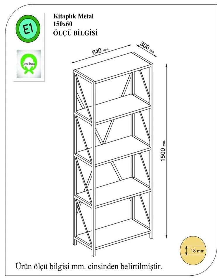 Černý přírodní regál v dekoru borovice 64x150 cm Eser – Gauge Concept