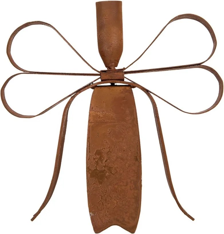 Kovový rustikální rezavý svícen mašle Bow Candle Rust - 19*15*18 cm