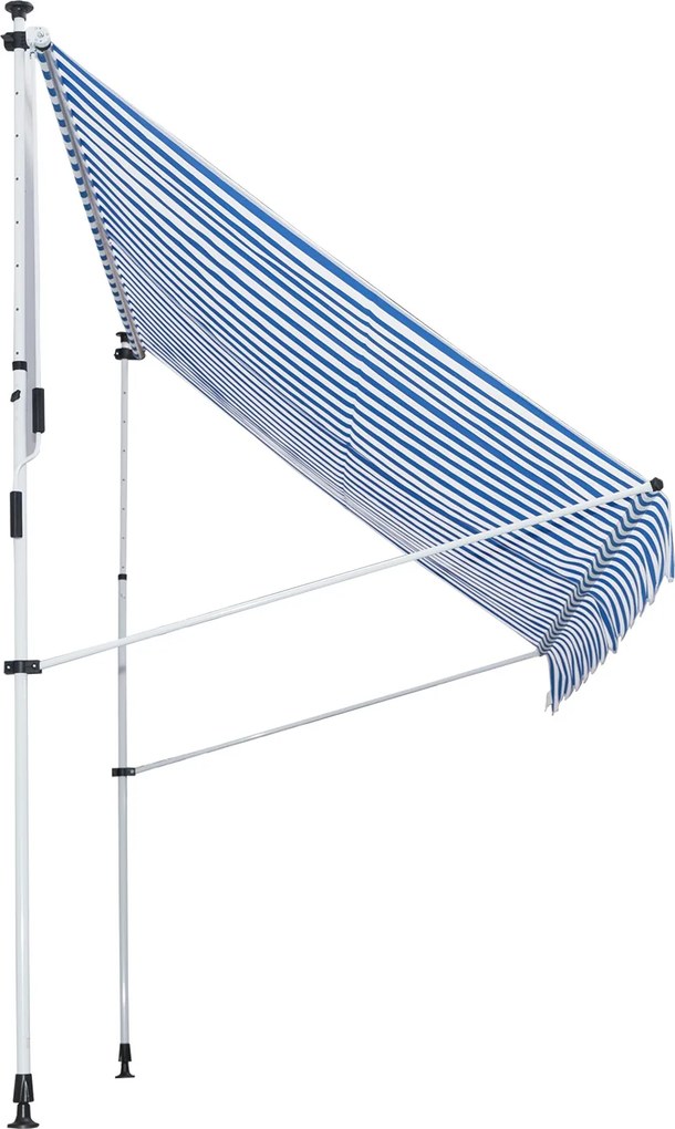 Clamové markýzy Outsunny s ručním křivkou, výškově nastavitelné kloubové rameno, odolné proti špíně, weather-resistant balkonové markýzy, 150 cm širo…