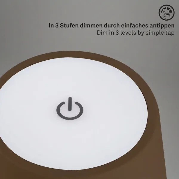 Brilo - LED St nab dotyk stolní lampa KIKI LED/2,6W/5V IP44 2600 mAh hnědá