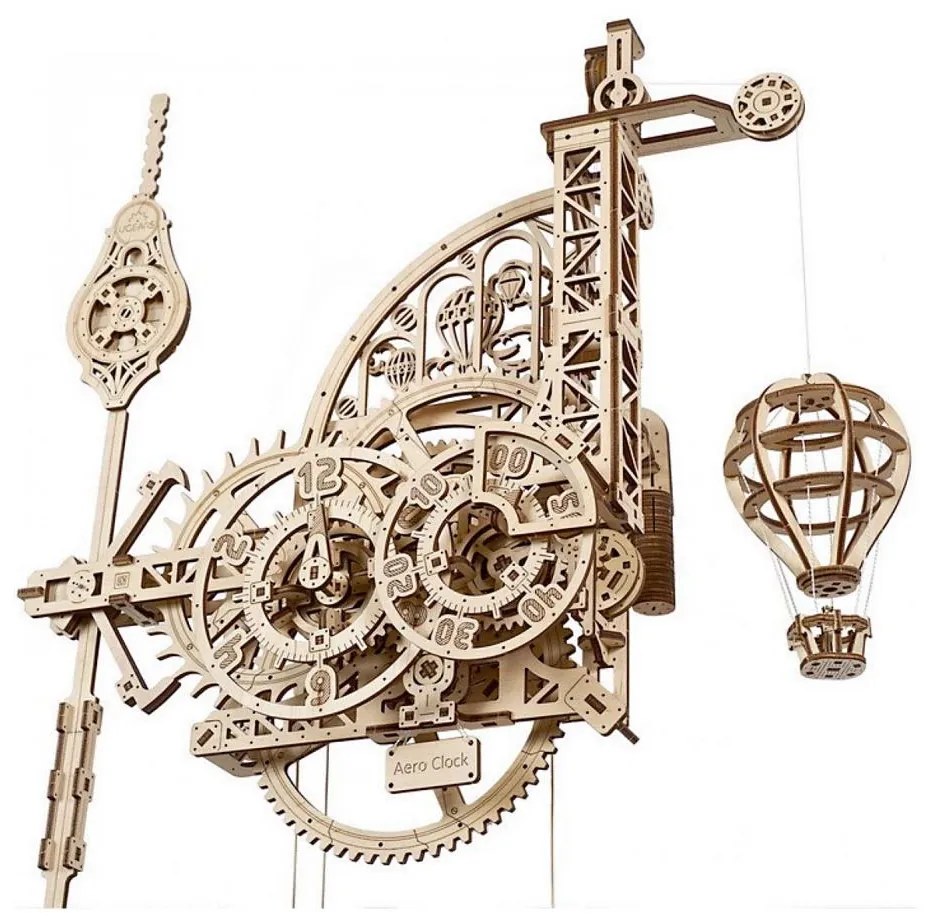 Ugears - 3D dřevěné mechanické puzzle Nástěnné hodiny Aero
