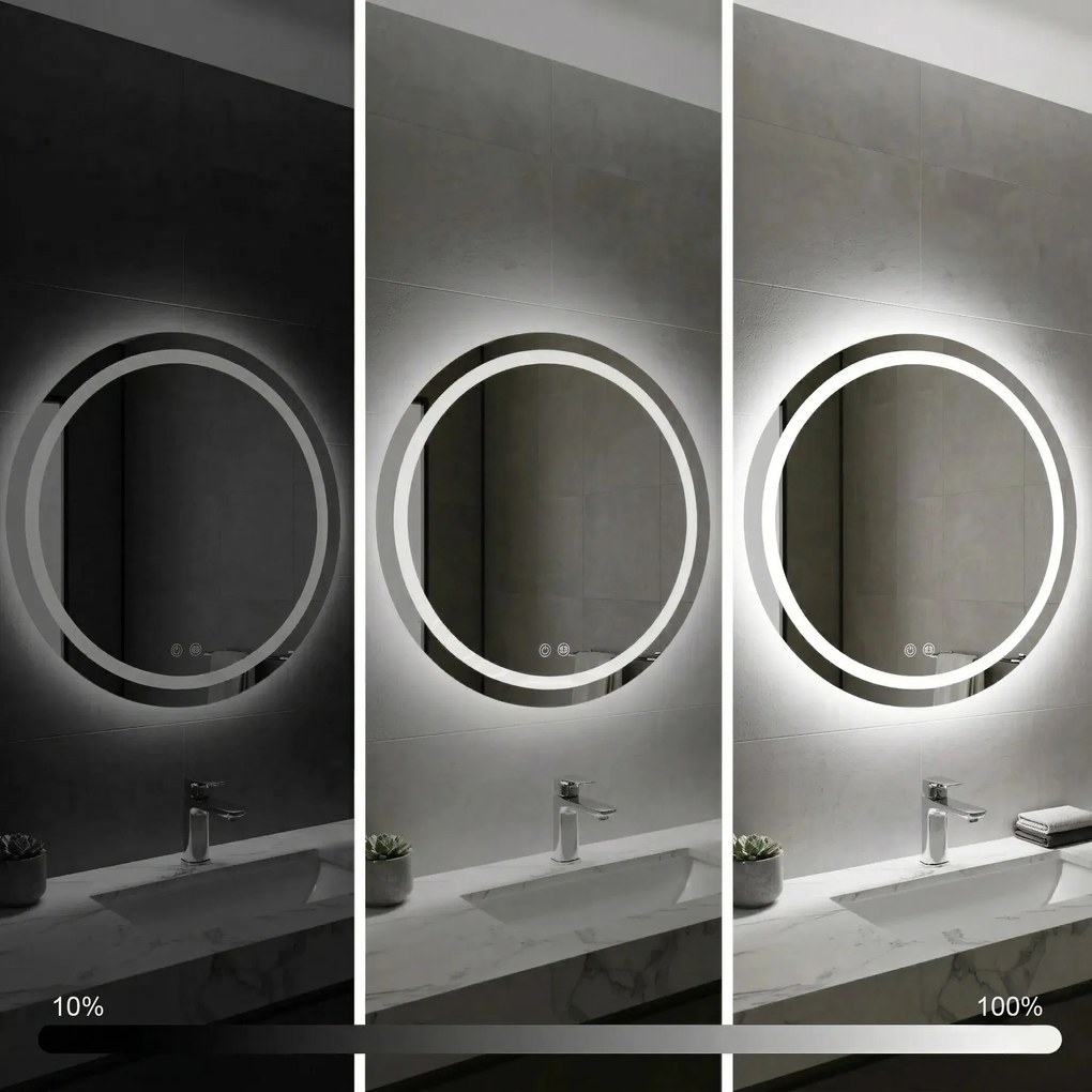 Tutumi Zrcadlo ⌀50 cm s vyhříváním a regulovatelným LED osvětlením HOM-00202