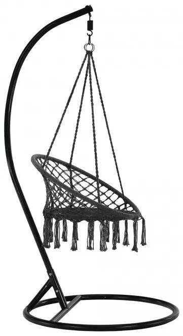 Černé závěsné křeslo KOLUMBIA s černým stojanem