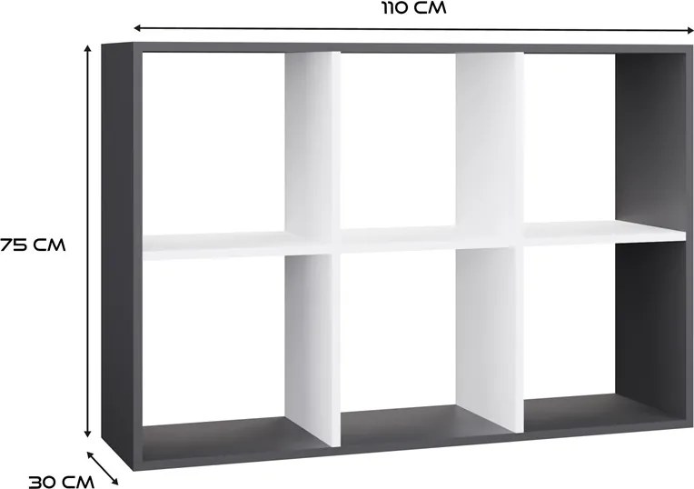 FALCO Regál Manja 2x3 antracit/bílá
