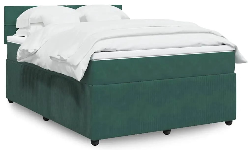 Box spring postel s matrací tmavě zelená 140x190 cm samet 3290037