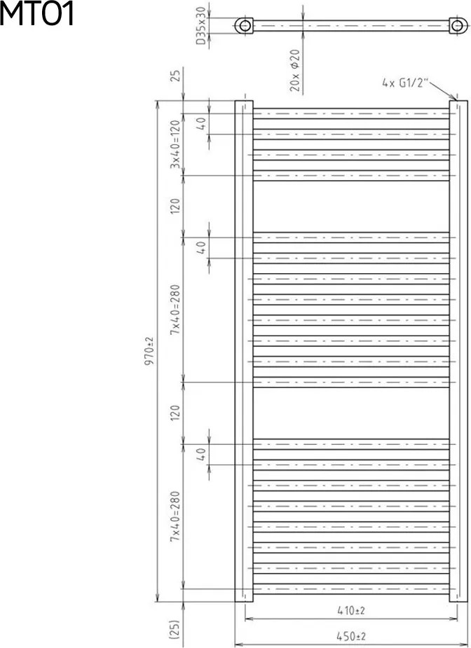 Mereo Mereo, Otopný žebřík rovný, bílý, MT01