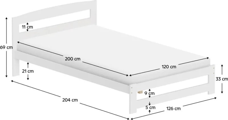 Postel s roštem, bílá, 120x200, AZRA Kondela 0000411691