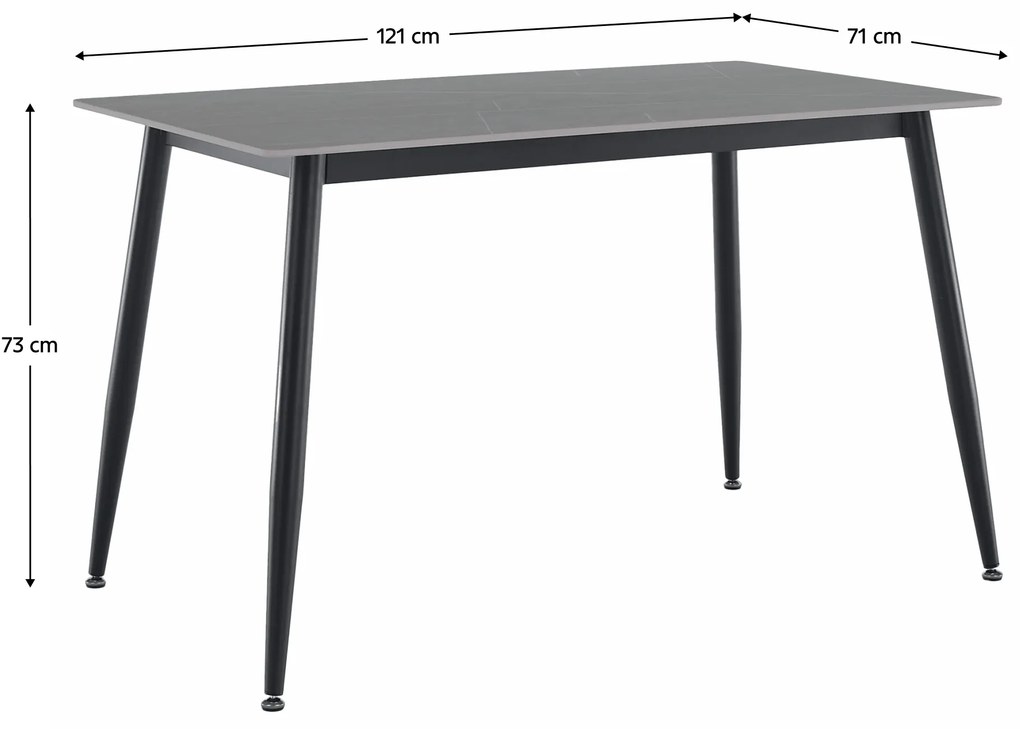 Kondela Jídelní stůl, šedý mramor/černá, 121x71 cm, FLORENC TYP 1