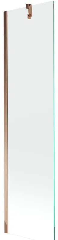 Mexen Next, vanová zástěna 1-křídlová 50 x 150 cm, fixní křídlo, 6 mm čiré sklo, růžové zlato profil, 895-050-000-00-00-60