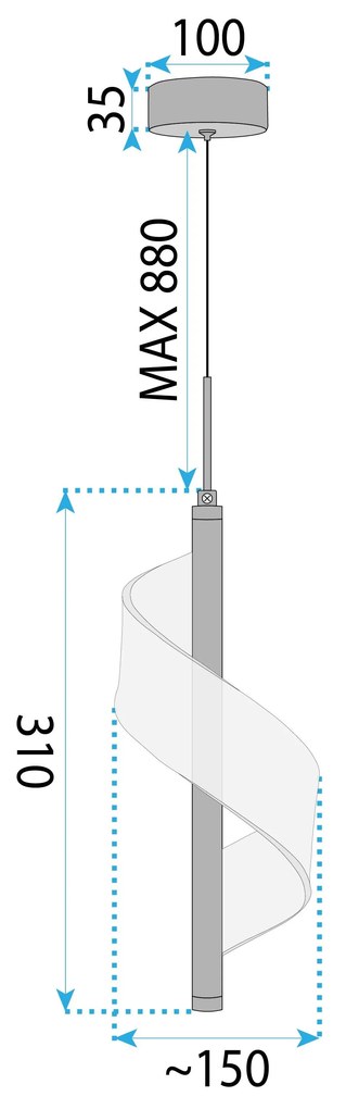 Toolight Závěsné moderní LED osvětlení APP1550-CP Gold