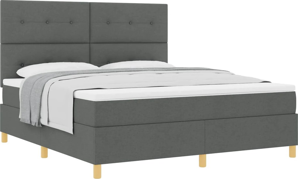 Postel s boxspringem s čelo Tmavě šedá 180 x 200 cm textil 3339638